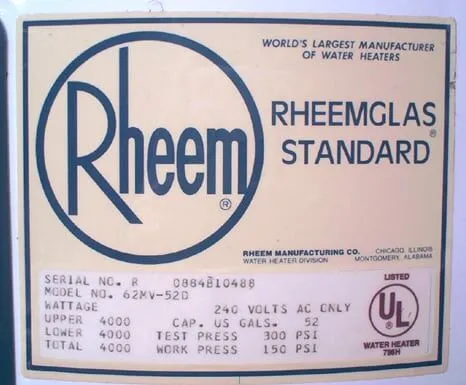 Water Heater Model & Serial Numbers - Fast Water Heater